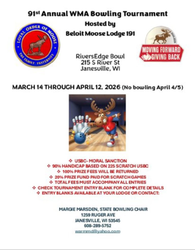 91th Annual WMA Moose Bowling Tournament – Wisconsin Moose Association